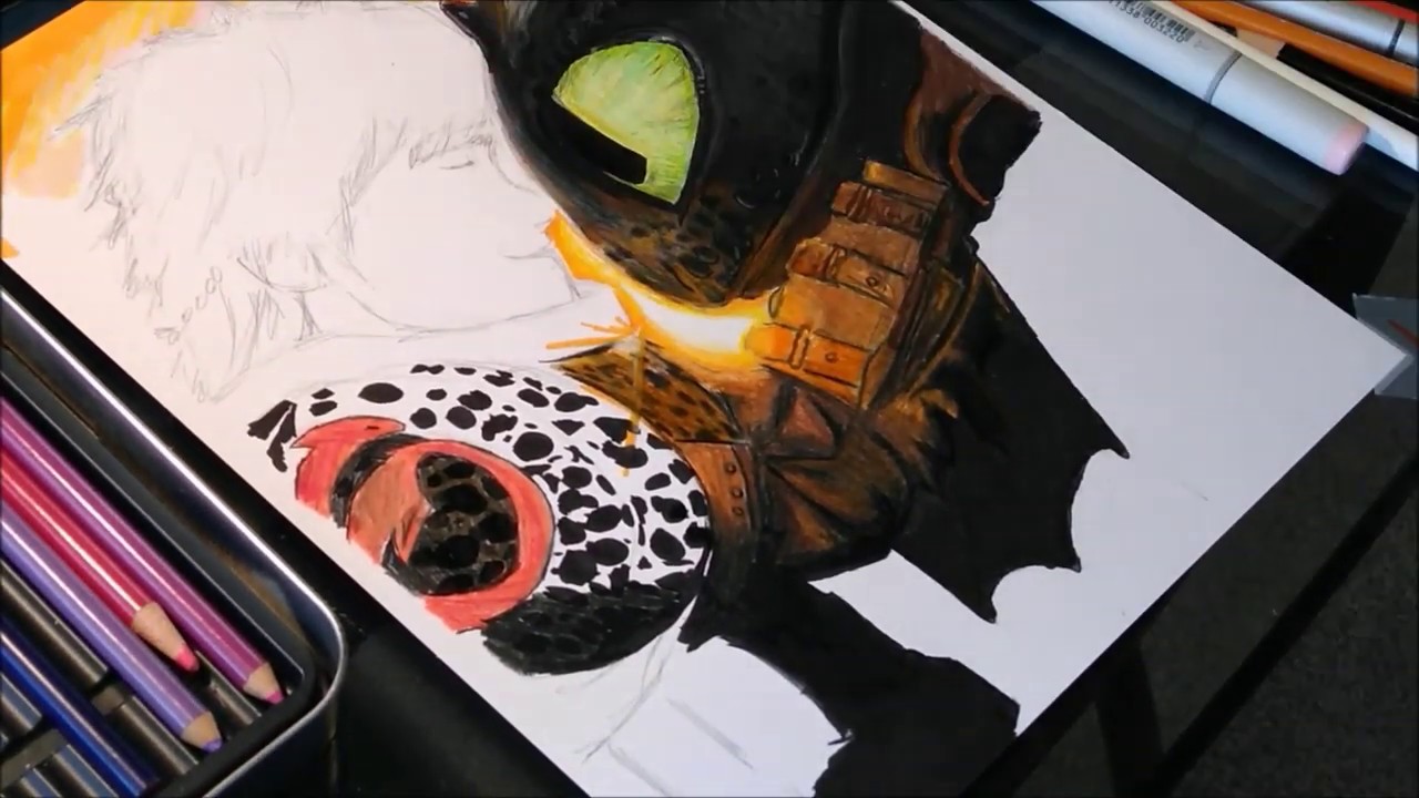 Hiccup and Toothless: How to Train Your Dragon 3 Time-Lapse Drawing ...