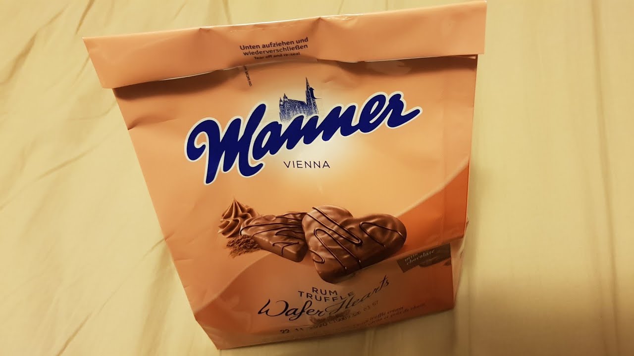 Manner Vienna Rum Truffle Wafer Hearts milk chocolate Unboxing 2020 ...