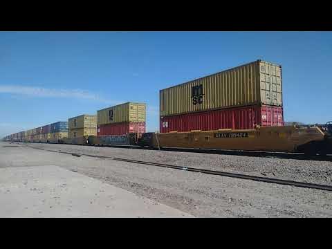 Monster EB BNSF Port Stack Train At Daggett Ca! #bigbossrailfanner - YouTube