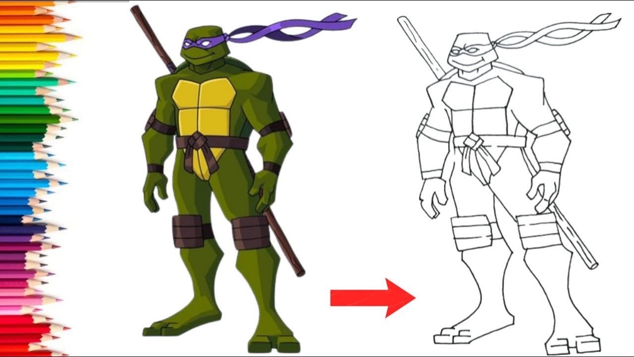 How to draw ninja Turtles - drawing and coloring of the hero ninja ...