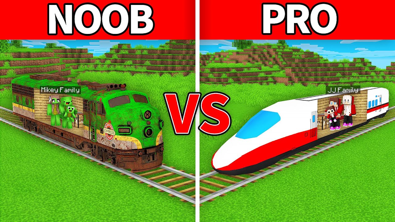 JJ's Family Train Base vs Mikey's Family Train House Battle - Maizen ...