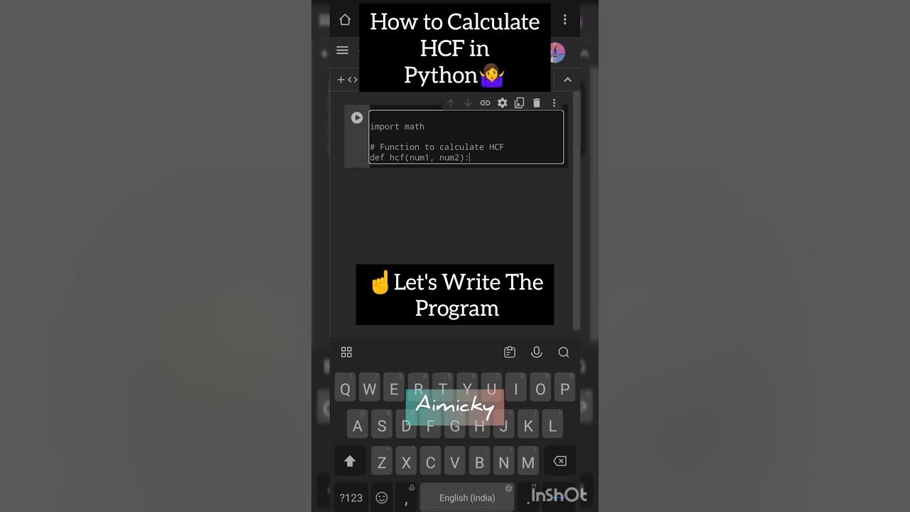 How To Calculate Hcf In Python 😎 Coding Learning Python Computer Pythonprogram Youtube