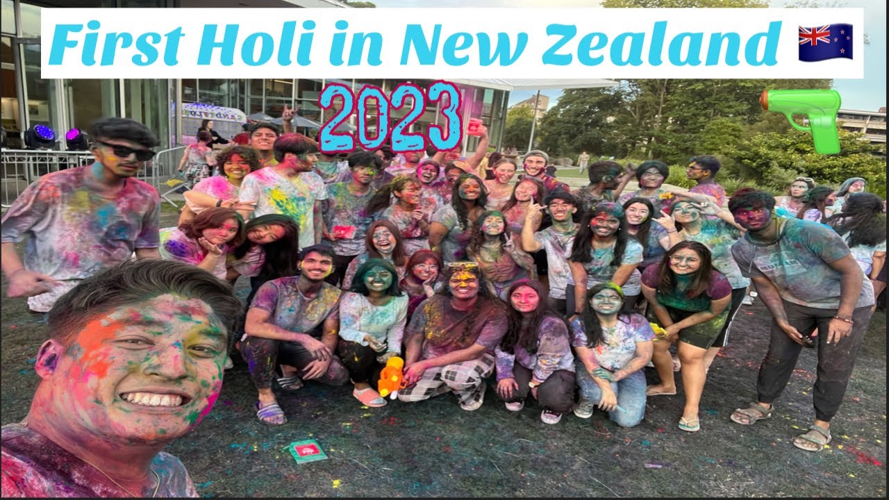 First Holi in New Zealand || University of Canterbury || Arjun Bhatt ...