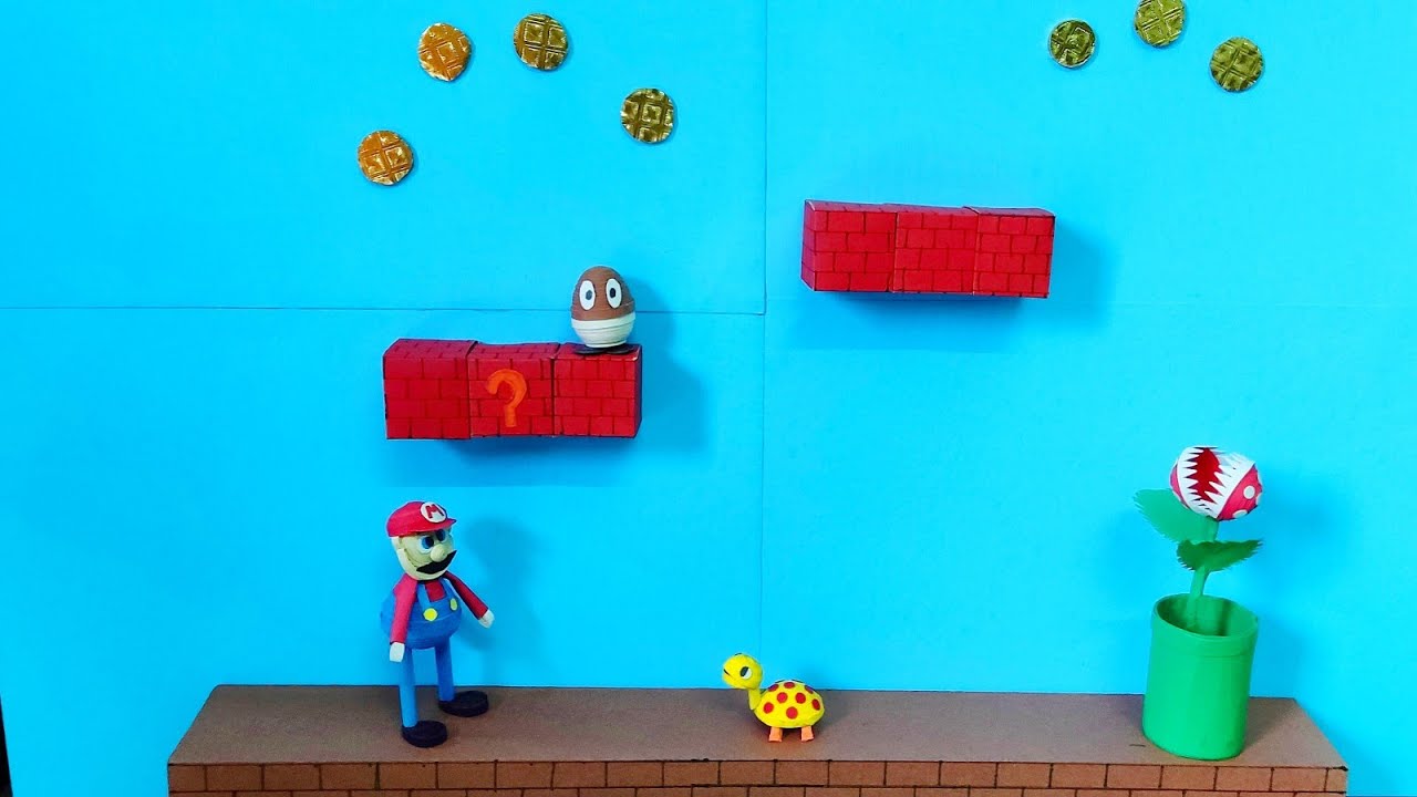 How to make super mario with colour paper | Super mario toy - YouTube
