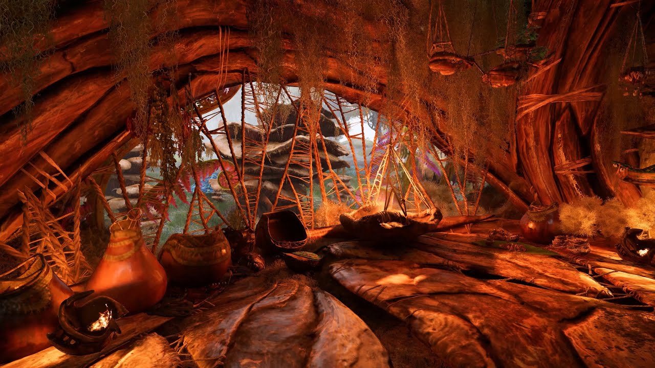 Inside Anufi's Refuge at Night During a Thunderstorm - Avatar ...
