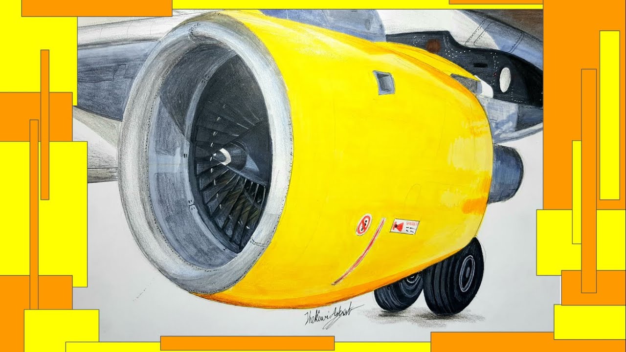 How to draw a jet engine - Drawing Timelapse - YouTube