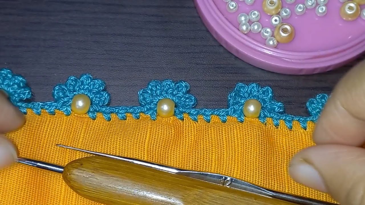 Easy crochet flower lace for dupatta, neck and sleeves/Crochet Dupatta ...