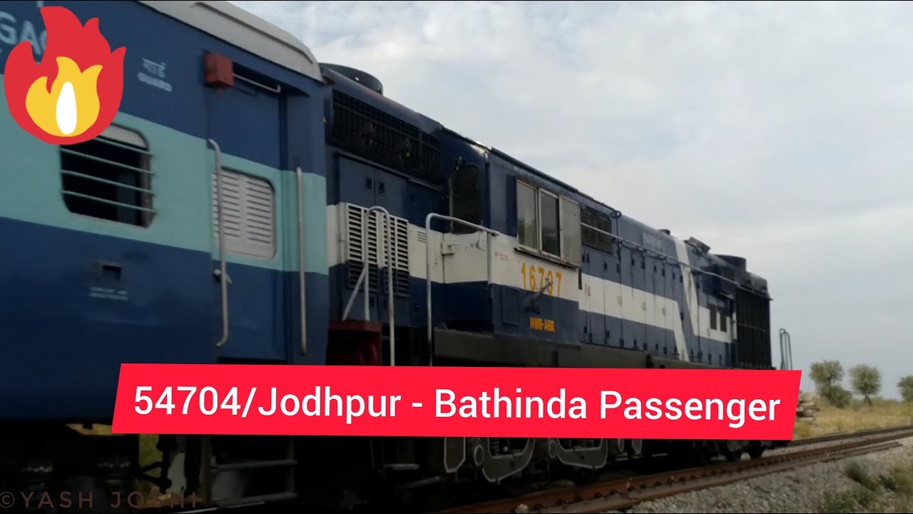 😍 ABR 16797R WDM3A hauled 54704/Jodhpur - Bathinda Passenger heading ...