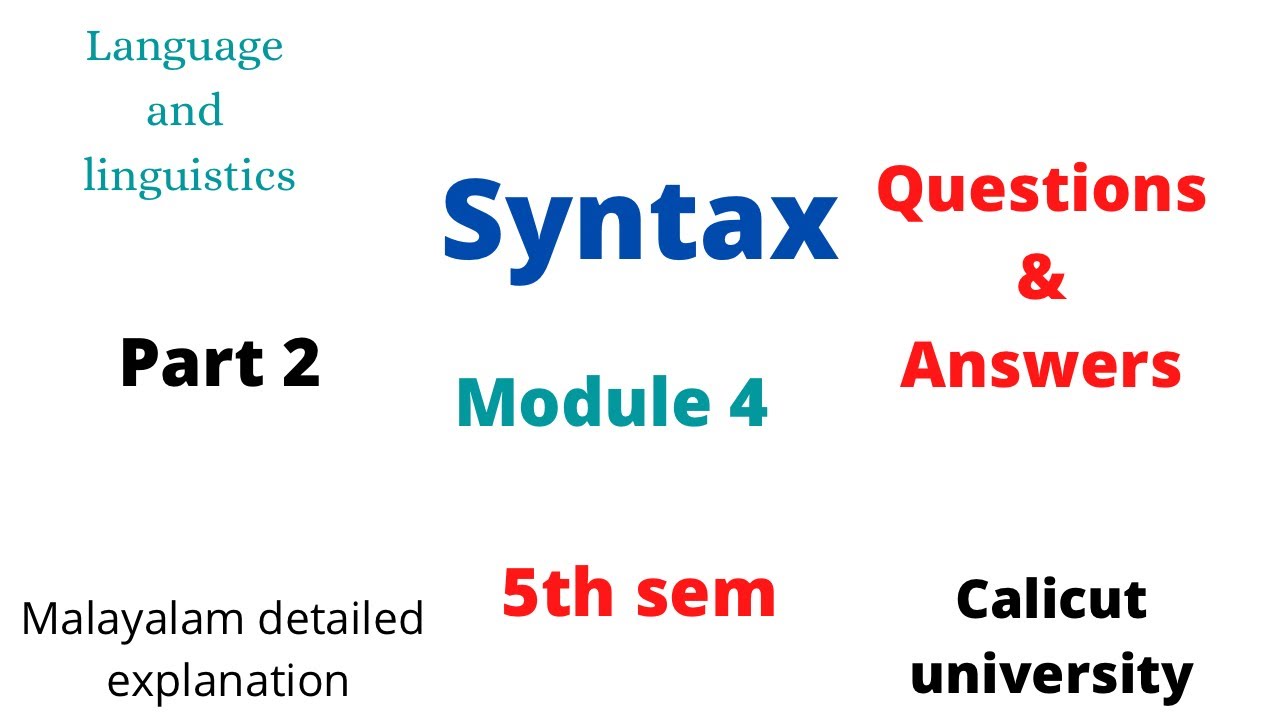 5th sem language and linguistics module 4 syntax Questions and answers ...
