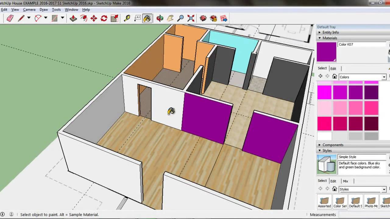 SketchUp House 7 - Furnishing Step 1 - Flooring and Wall Color - YouTube