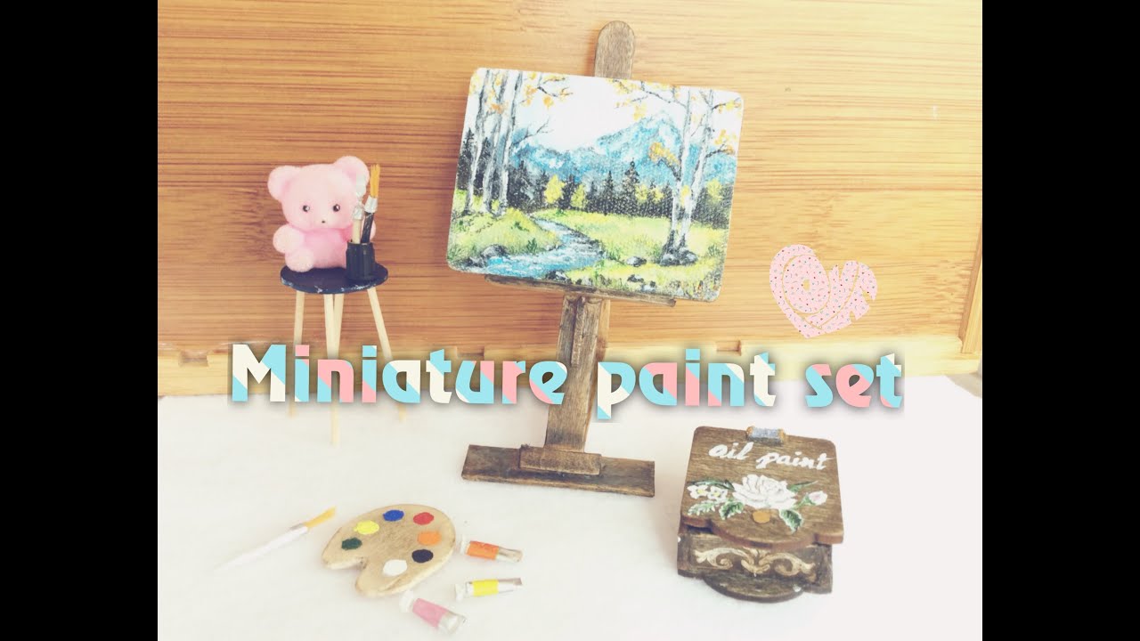 DIY Miniature Paint Set for Dollhouse(Easel, Painting, oil colors and ...