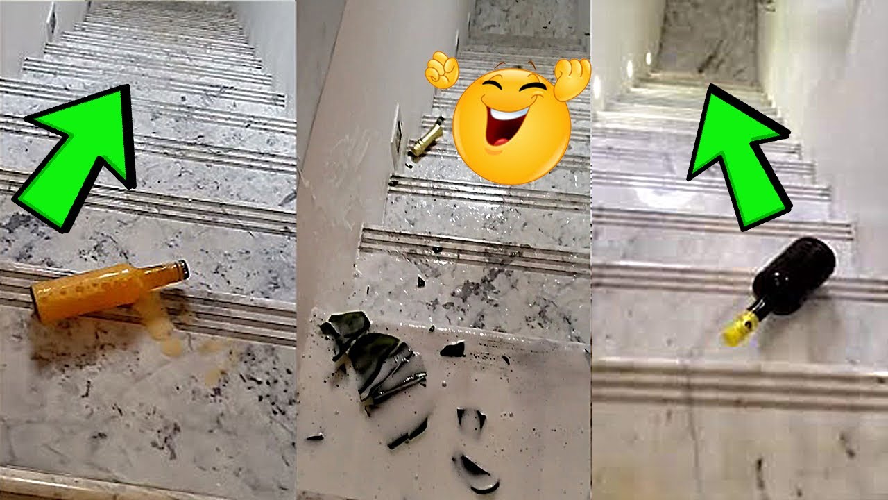 Experiment: Bottle Rolling Down Stairs ASMR VİDEO - YouTube