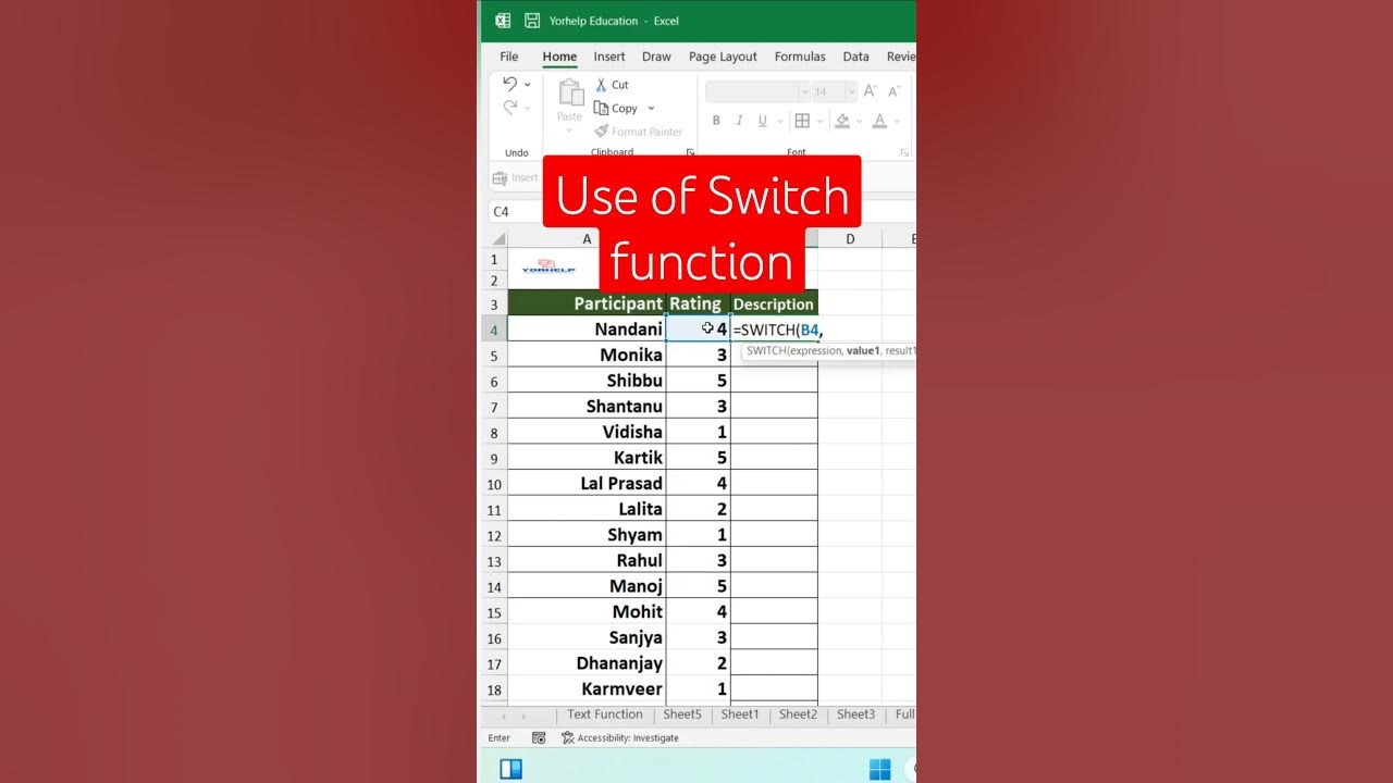 Use of switch function | Excel tips and tricks #excelfunctions #excel #shortsfeed - YouTube