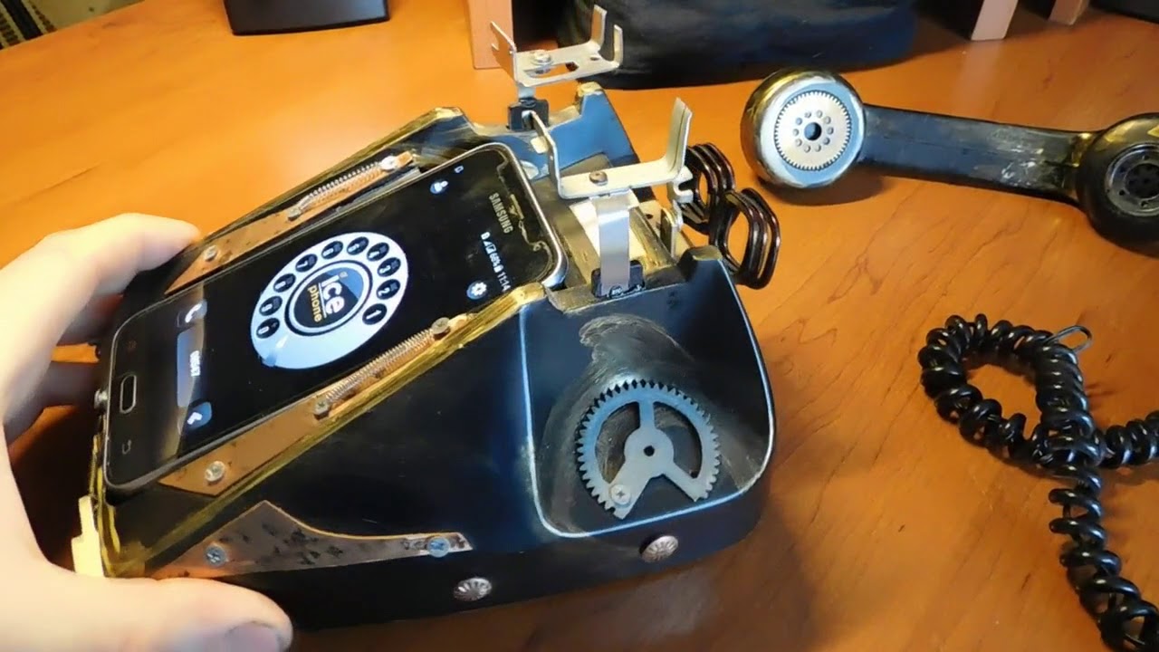 необычный телефон подставка под смартфон с ретро трубкой - YouTube