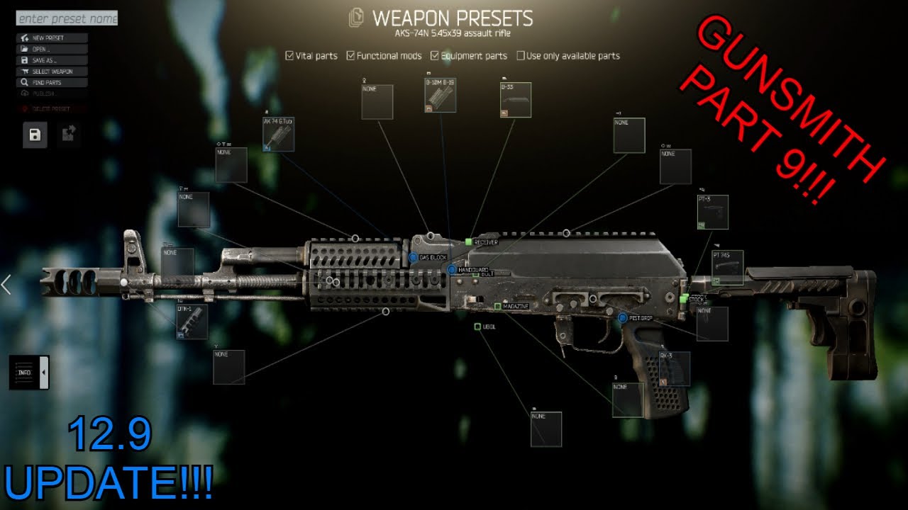 UPDATED Gunsmith Part 9 (0.12.9) - Escape From Tarkov - YouTube