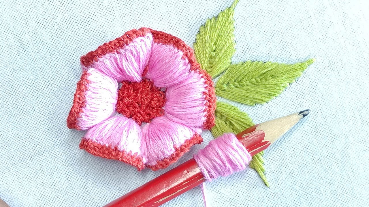 Beaded 3D Hand Embroidery Flower Design | Hand Embroidery Design ...