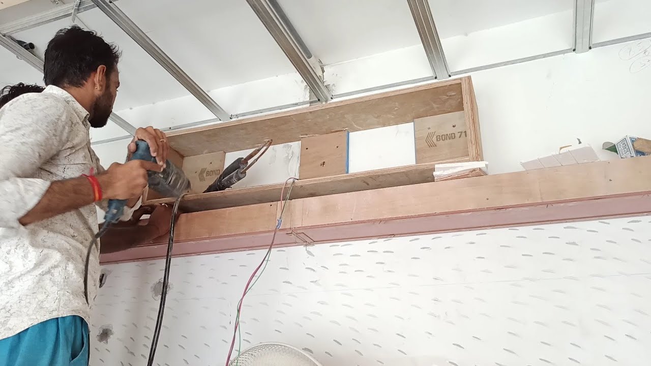 How build plywood Ac plemet box ! दीवार पे ac के लिए पेलमेट बॉक्स ...