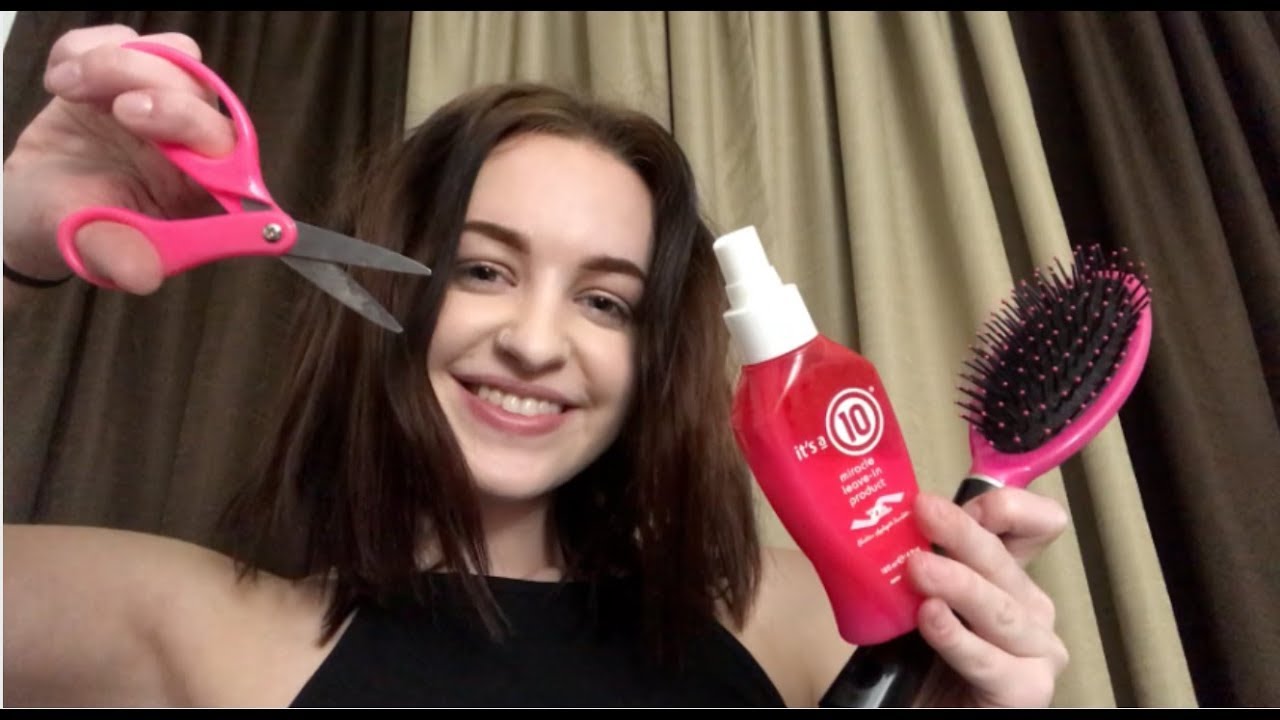 Real Asmr Haircut Spraying Sounds Scissors Hair Brushing Youtube