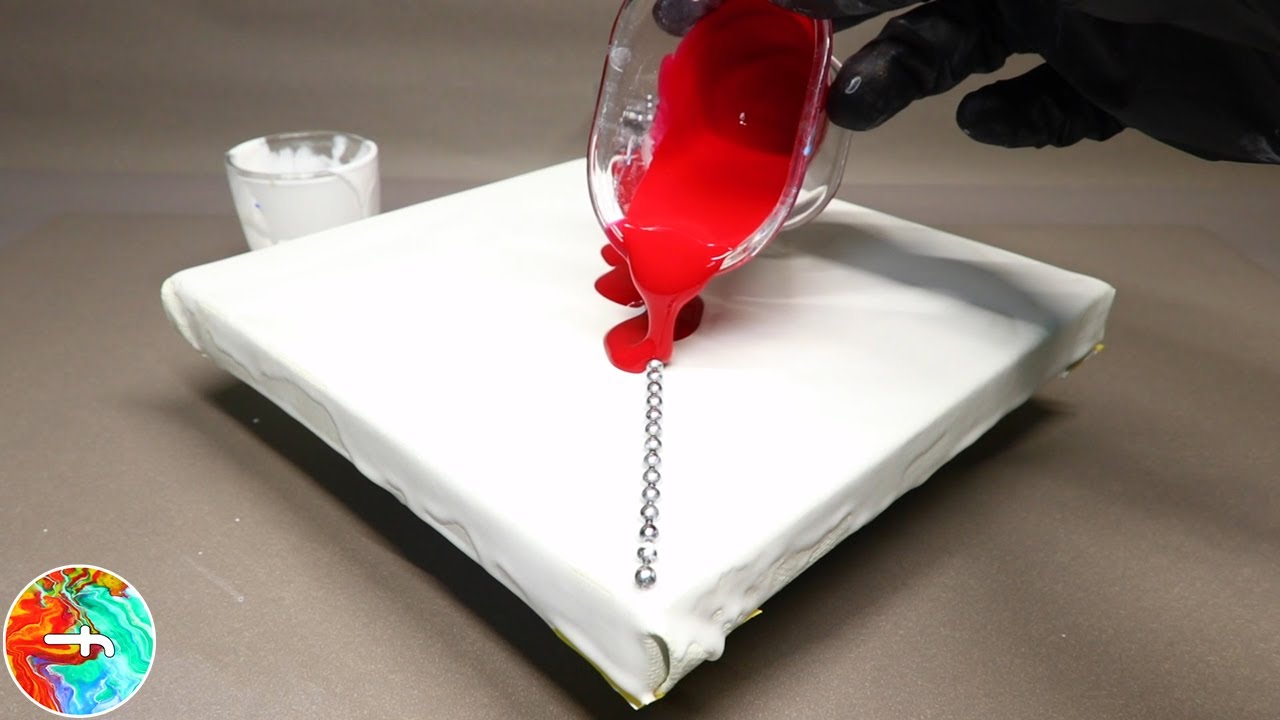 Easy Chain pull technique for Beginner - Acrylic pouring 2 color paint ...