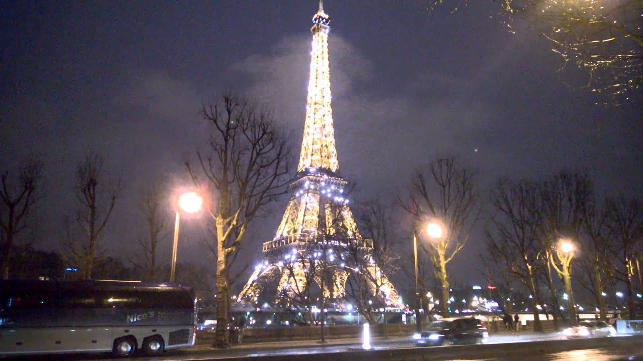 paris eiffel tower night lights - YouTube