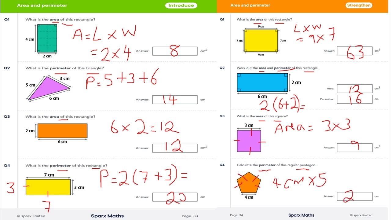 GCSE 9-1 Maths Area and Perimeter of 2D Shapes GCSE GRADE 1-4 Maths! OCR AQA PEARSON EDEXCEL ...