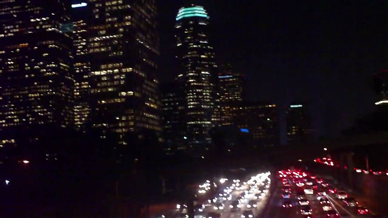Overlooking the Harbor Freeway(I-110) at night - YouTube