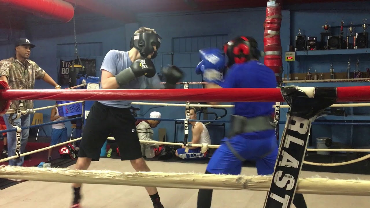 4 - Gabriel Tacu (blue shorts) sparring at ABC Central Arkansas Boxing ...