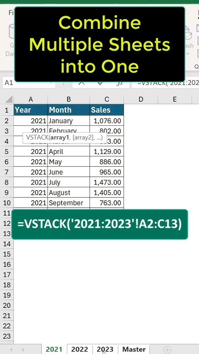 Excel Pro Trick: Combine Multiple Sheets into one sheet #excel #shorts - YouTube