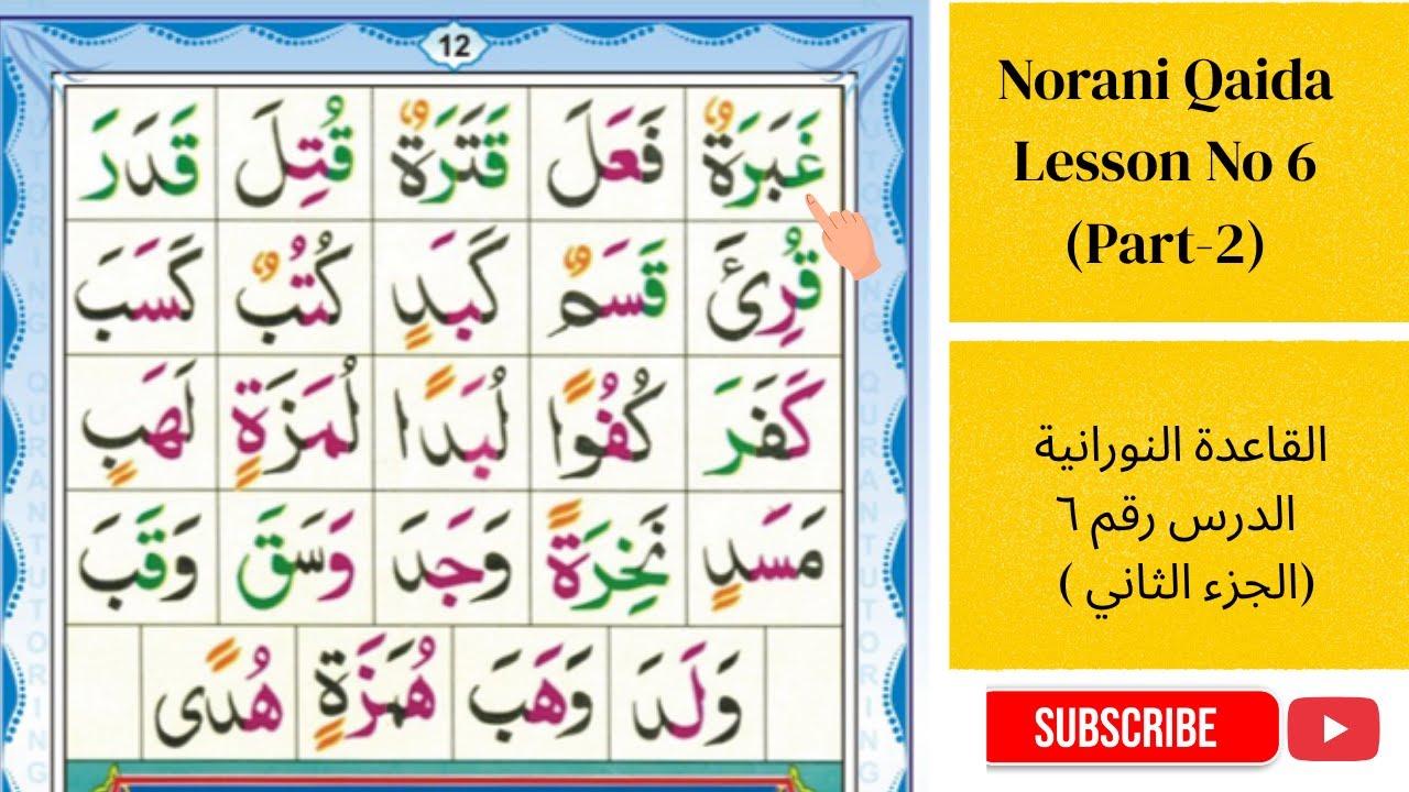 Noorani Qaida lesson 6 | Basic Arabic | Learn Quran | Harakat | Tanween ...