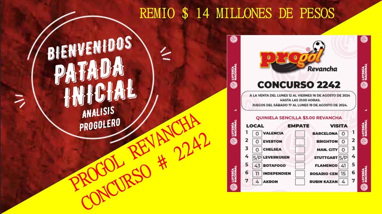 PROGOL REVANCHA # 2242 🖊️☘️⚽⚽⏳💰💰 - YouTube