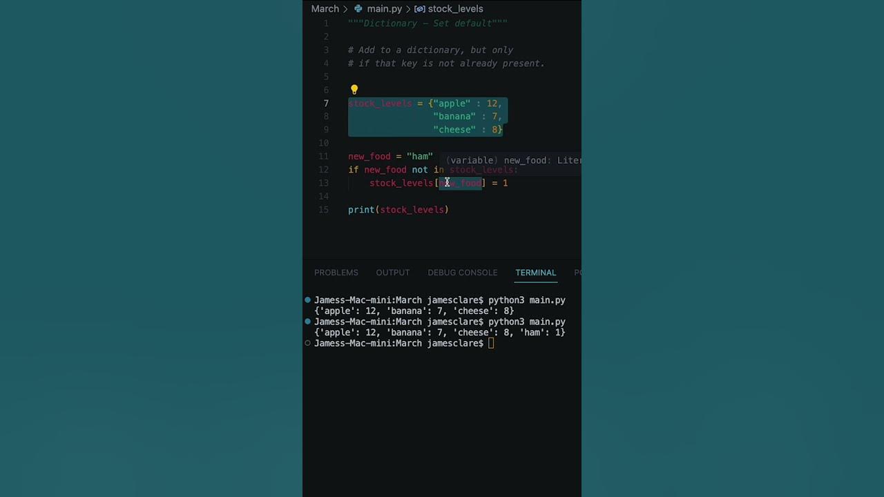 Python 3 | Use Setdefault in your dictionaries! #python3 #coding #programming - YouTube