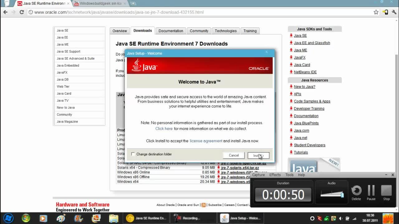 Installation of Java JRE 7 on Windows 64-bit - YouTube