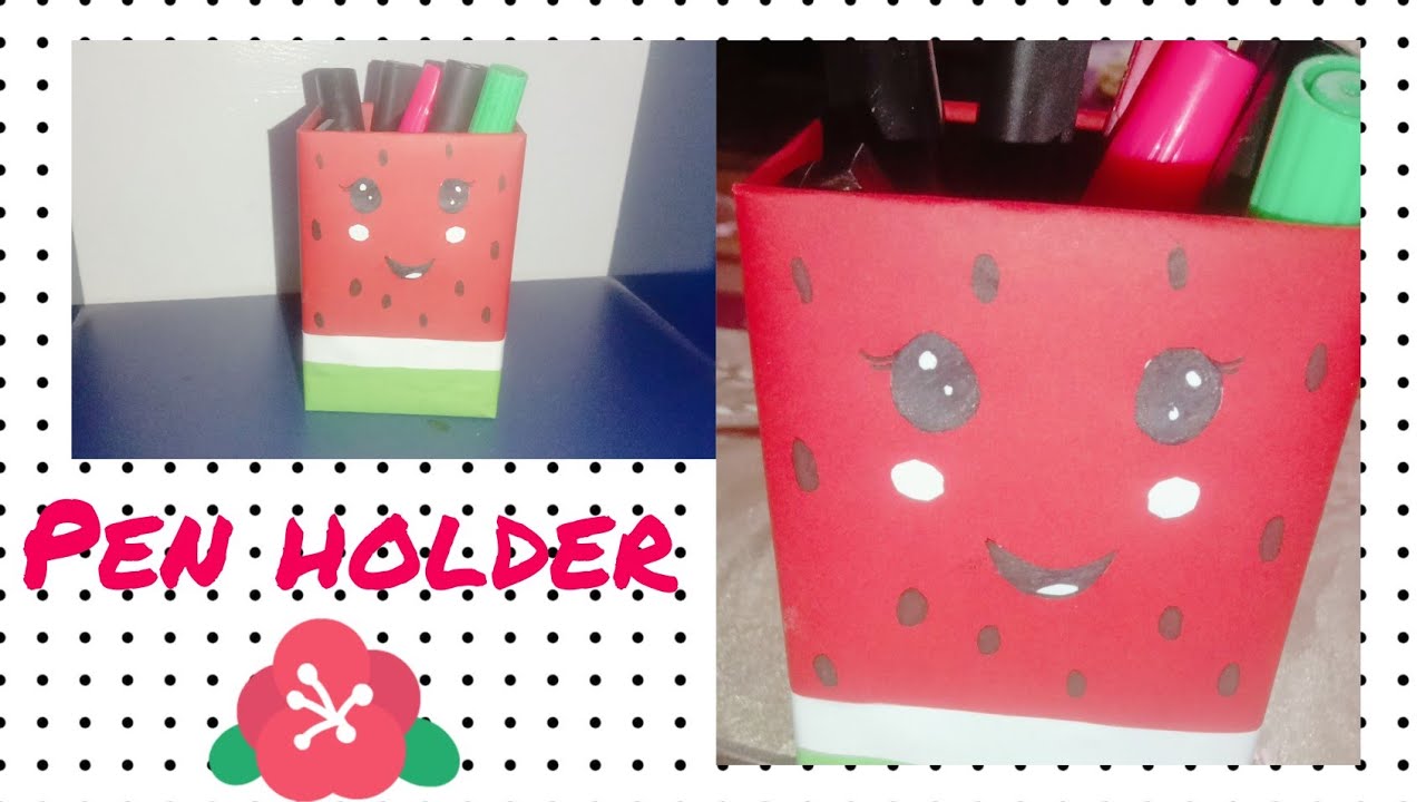 How to make a box pen holder / DIY paper pen holder / School crafts ...