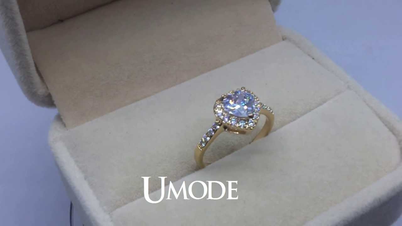 heart shape engagement ring UMODE UR0008A - YouTube