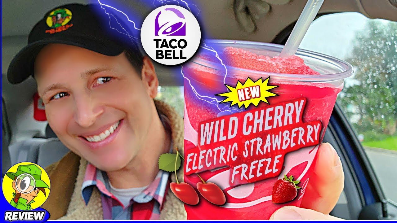 Taco Bell® WILD CHERRY ELECTRIC STRAWBERRY FREEZE® Review 🌮🔔🍒⚡🍓🥶 ⎮ Peep ...