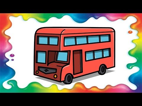 Cum sa desenezi un autobuz cu etaj - pas cu pas, pentru copii - YouTube