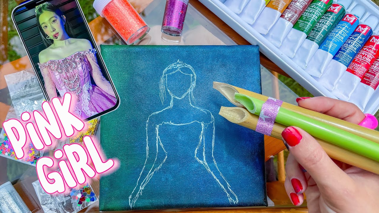 A Girl in a Shiny Pink Dress 🎀 | Korean singer girl painting technique ...