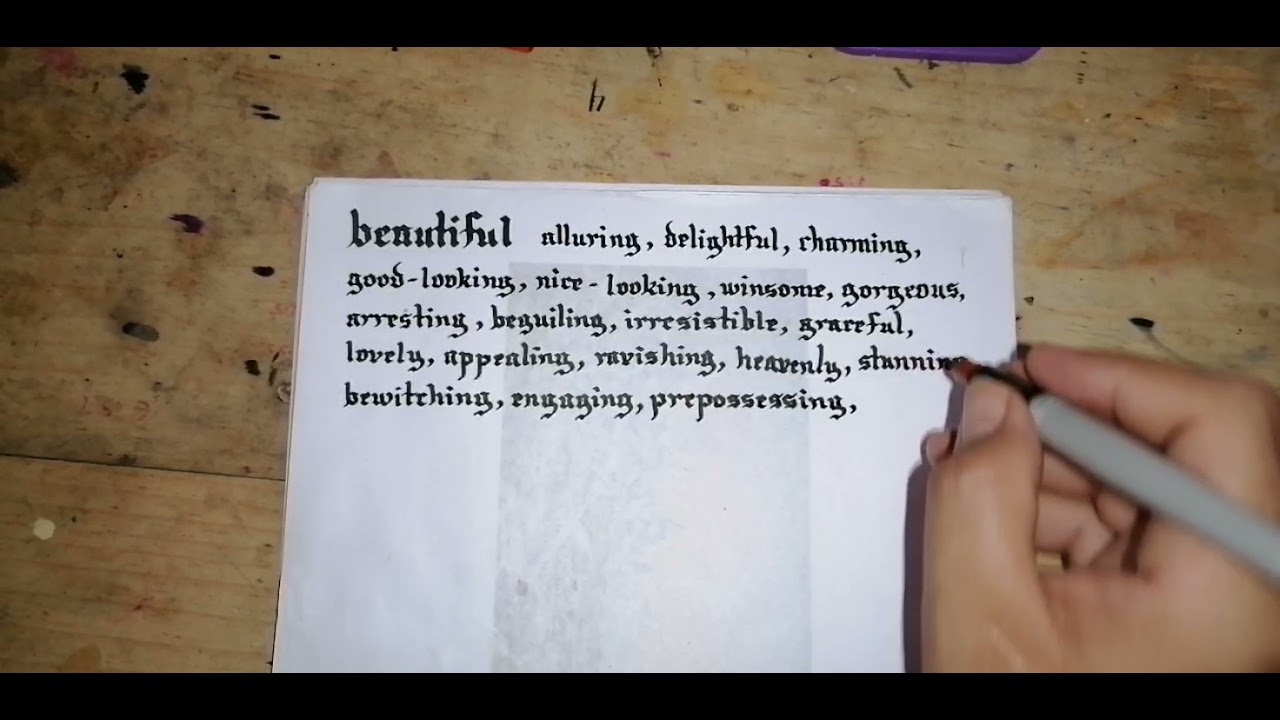 Calligraphy: English synonyms for beautiful - YouTube