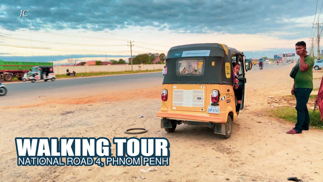 Short walking tour through national road 4, Phnom Penh, Cambodia - YouTube