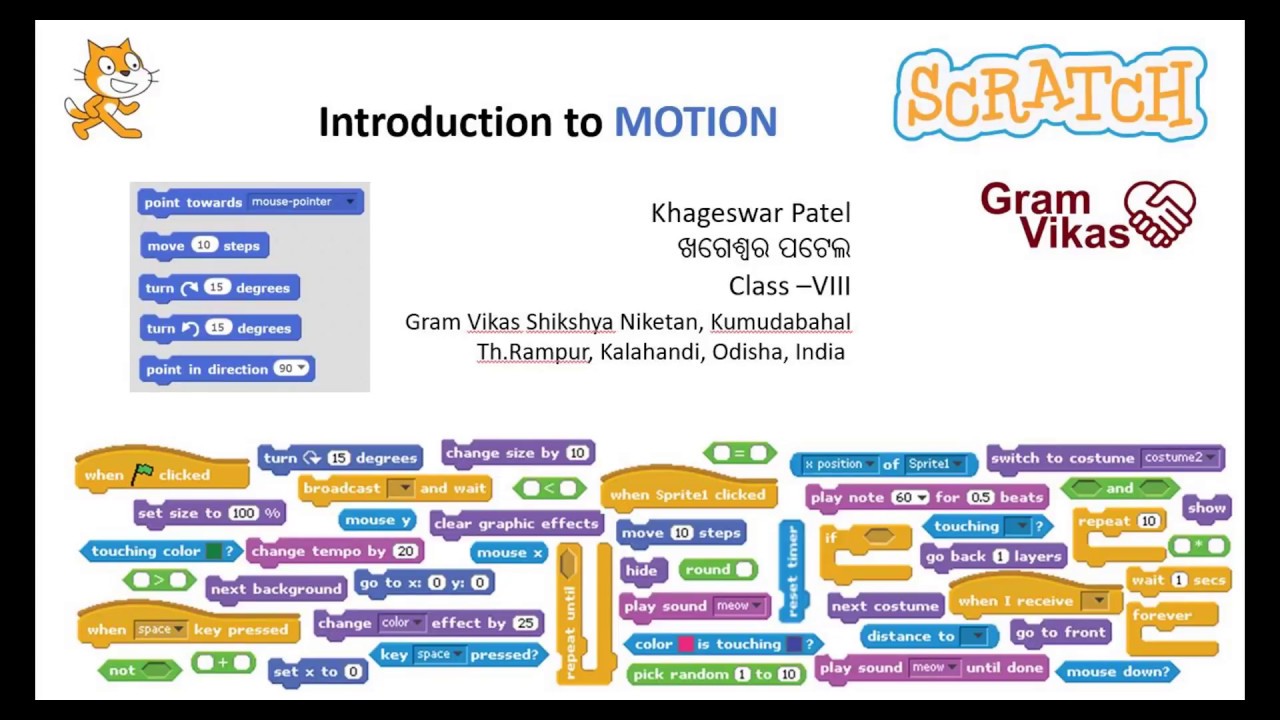 1. Learn SCRATCH in Oriya - Introduction to MOTION blocks - YouTube