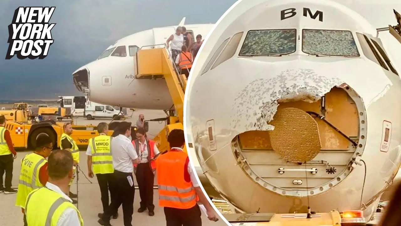 Hailstorm causes major damage to nose, cockpit windows of Austrian ...