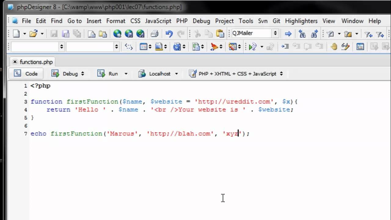 Programming in PHP - Week 4 - Day 7 - User Defined Functions - YouTube