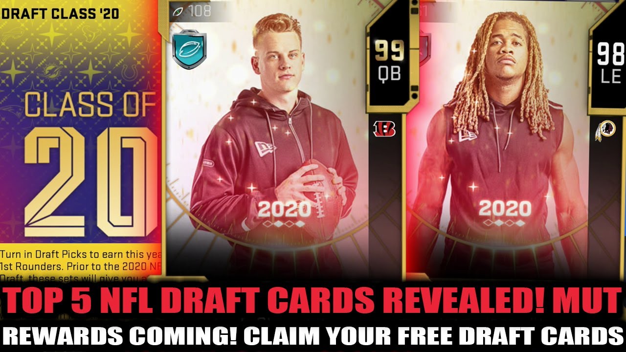 TOP 5 NFL DRAFT CARDS REVEALED! CLAIM YOUR FREE DRAFT CARDS! MUT ...