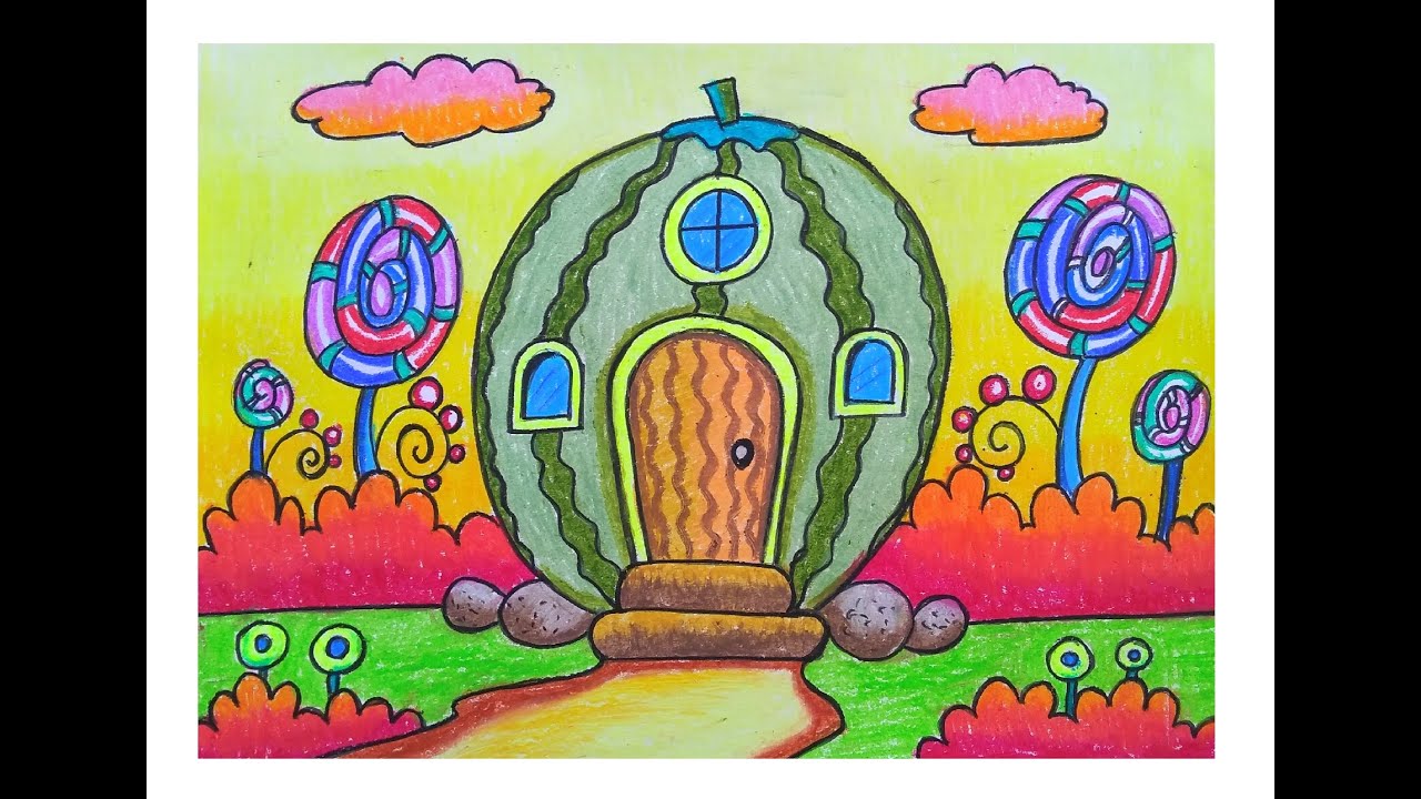 HOW TO DRAW WATERMELON HOUSE DRAWING TUTORIAL | WATERMELON HOUSE ...