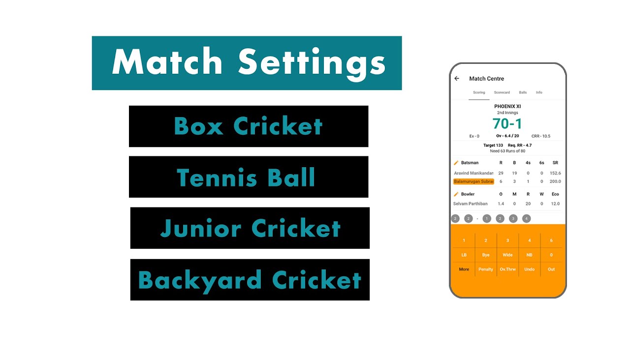 Tennis Ball options and Match Custom Settings for Box Cricket, Backyard ...