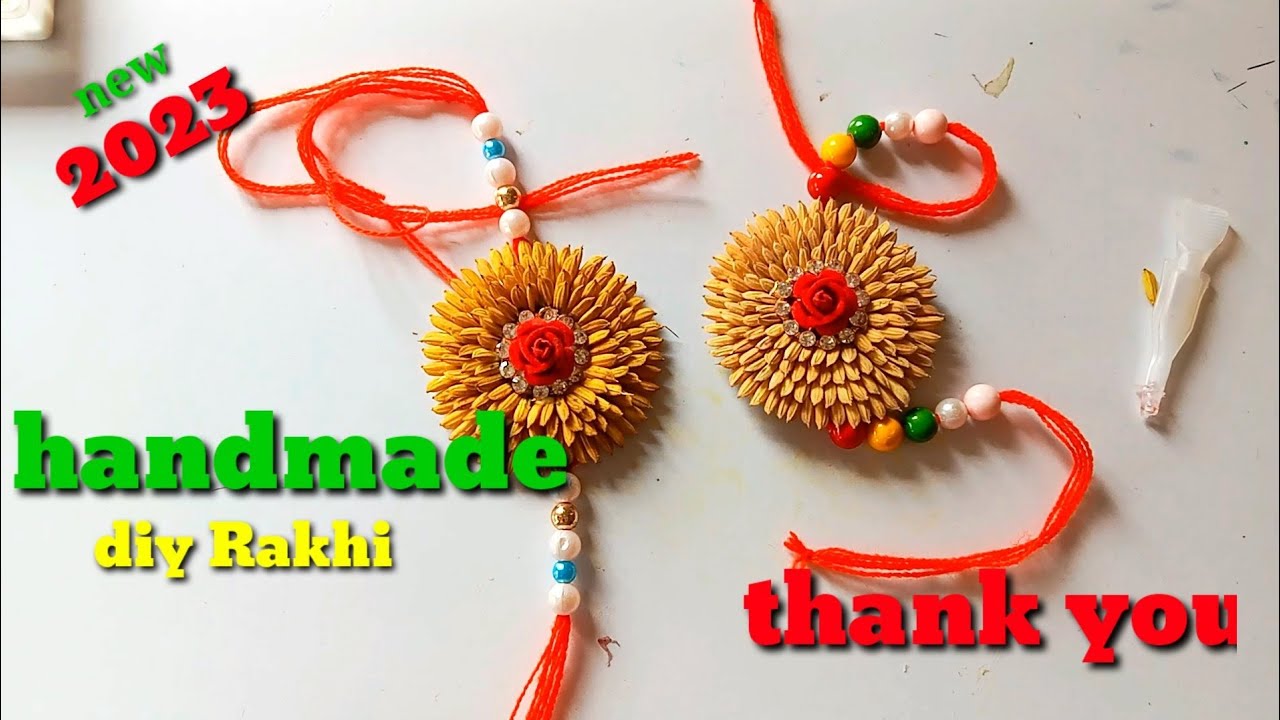 diy Rakhi | easy Rakhi making with paddy | handmade making ...