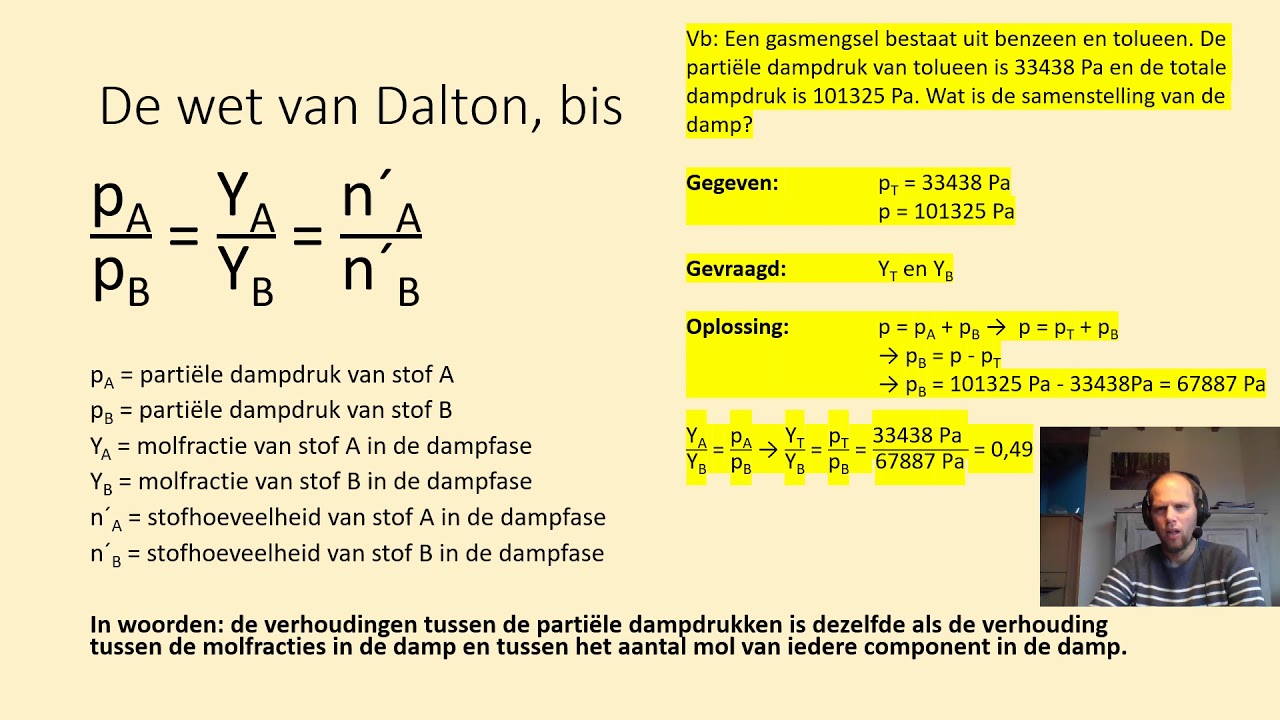 De wet van Dalton en de wet van Raoult bij binaire systemen. - YouTube
