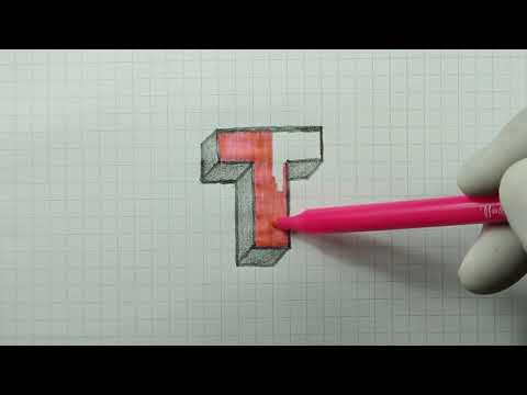 3D ''T'' Harfi Nasıl Çizilir ? - Kalem İle 3 boyutlu T Harfi Yazılışı - How to Draw 3D Letter ''T''