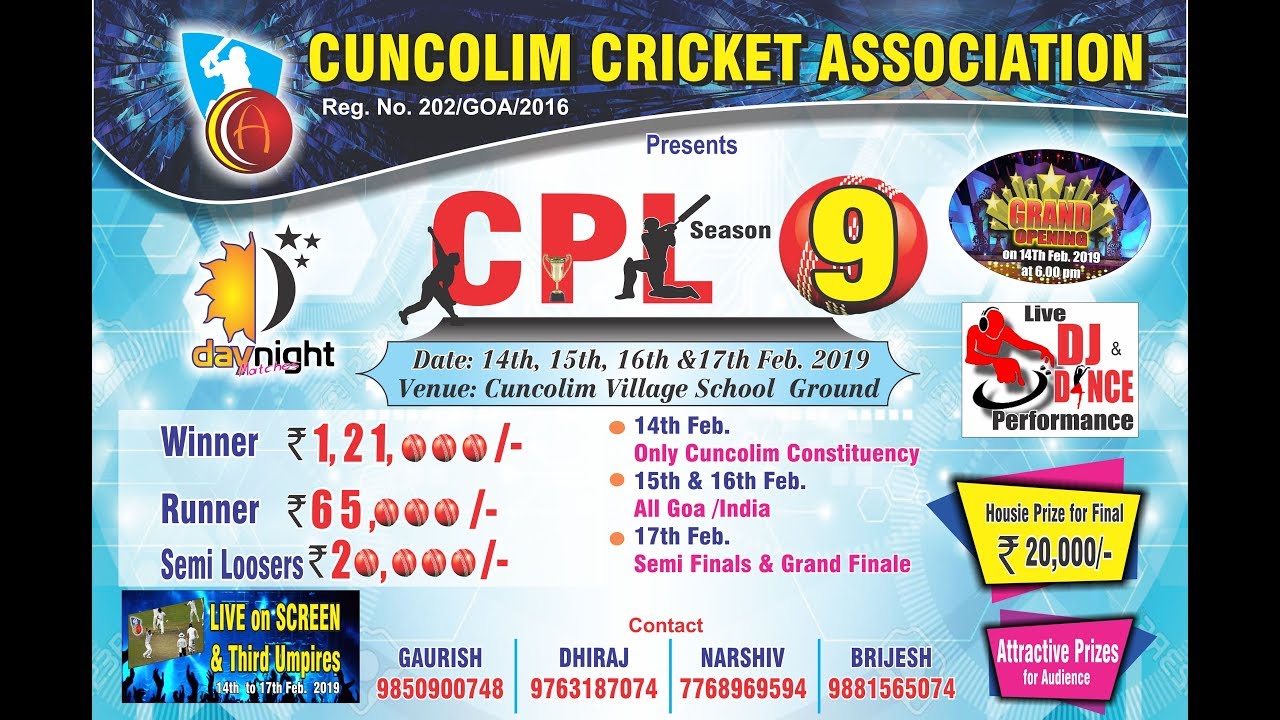 CPL SEASON 9 | FINAL DAY | CUNCOLIM | GOA - YouTube