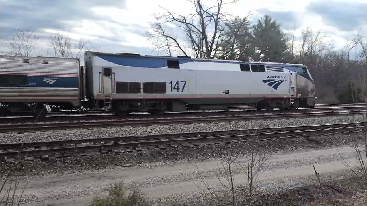 A dirty Amtrak P42DC 147 leads Palmetto Train 89 - YouTube